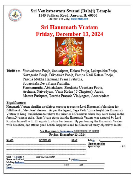 Sri Hanumat Vratham 2024 – SVS Temple